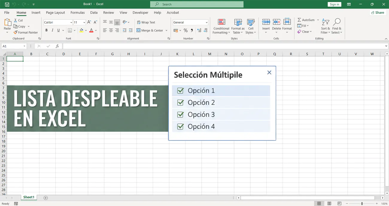 Lista desplegable en Excel con selección multiple